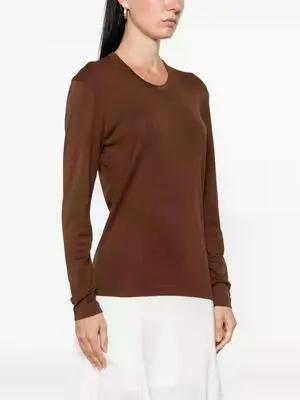 LEMAIRE Long-sleeve Cotton T-shirt - Brown