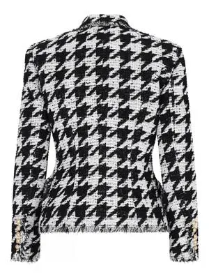 Balmain Houndstooth Blazer With Frayed Edges