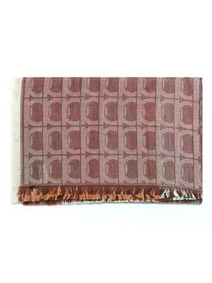 FERRAGAMO Gancini-pattern Cotton Scarf Red