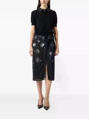 Blumarine Embroidered-sequin Wrap Mid-length Skirt