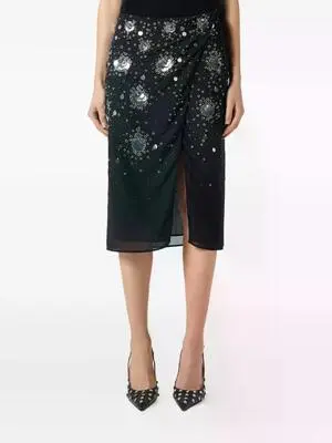 Blumarine Embroidered-sequin Wrap Mid-length Skirt