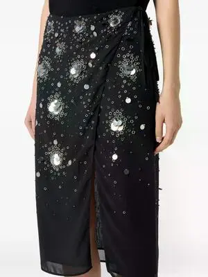 Blumarine Embroidered-sequin Wrap Mid-length Skirt