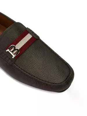 Bally Grained Leather Loafers With Logo Plaque