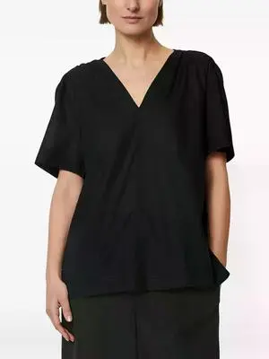Marc O'polo Gathered-detail V-neck Top - Black