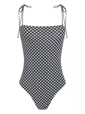 LYGIA & NANNY Winona Gingham-check One-piece Swimsuit - Black