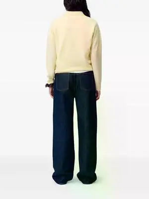 Claudie Pierlot Straight-leg Jeans With Leather Patch