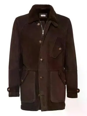 Brunello Cucinelli Shearling Single-breasted Coat - Brown