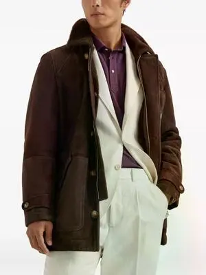Brunello Cucinelli Shearling Single-breasted Coat - Brown