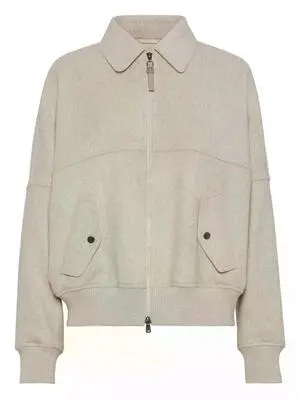 Brunello Cucinelli Zip-front Bomber Jacket - Neutrals