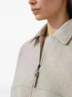 Brunello Cucinelli Zip-front Bomber Jacket - Neutrals