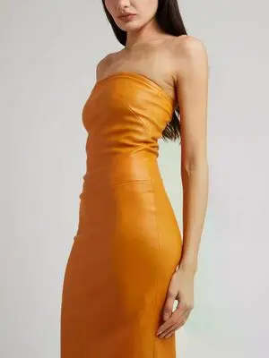Stouls Monica 25 Strapless Leather Midi Dress