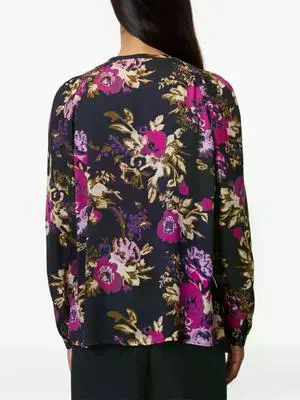 Marc O'polo Floral-print Long-sleeve Blouse - Black
