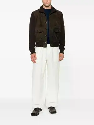 TOM FORD Knitted-sleeves Suede Jacket