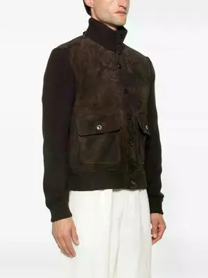 TOM FORD Knitted-sleeves Suede Jacket