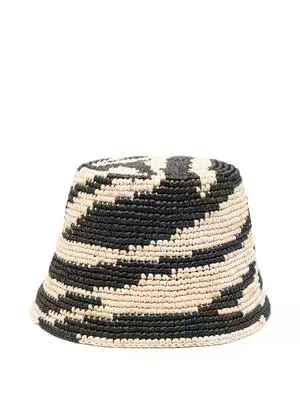 Zimmermann Zebra-pattern Raffia Hat - Black