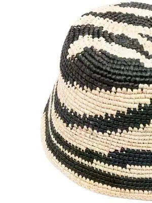 Zimmermann Zebra-pattern Raffia Hat - Black