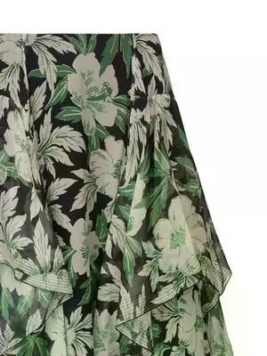 Loewe Floral-print Ruffled Skirt - Green
