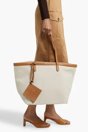 TOTEME Leather-trimmed Canvas Tote