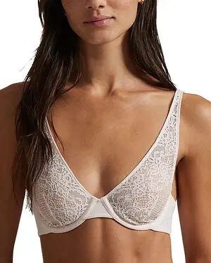 Polo Ralph Lauren Galloon Lace Plunge Bra - Garden Rose