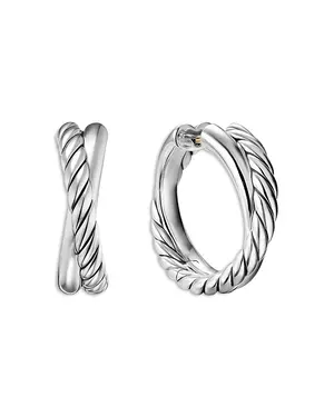 David Yurman Crossover Hoop Earrings 22.3mm - Silver