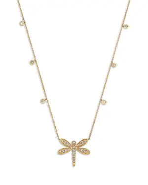 Bloomingdale'S Diamond And 14k Yellow Dragonfly Pendant Necklace - Gold