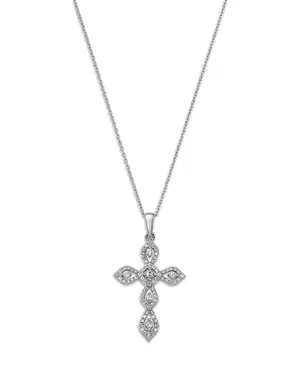 Bloomingdale'S Diamond Cross Pendant Necklace - White