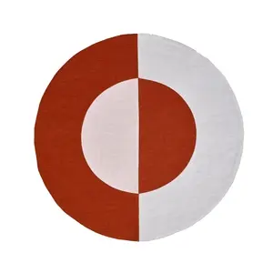 MISETTE Bauhaus Embroidered Linen Round Placemats, Set Of 4 - Red