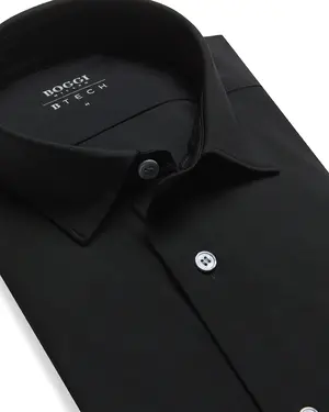 Boggi Milano Slim Fit Stretch Button Front Shirt - Black
