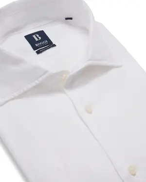 Boggi Milano Button Down Linen Shirt - White