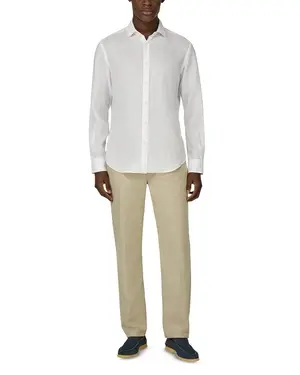 Boggi Milano Linen Button Front Shirt - White