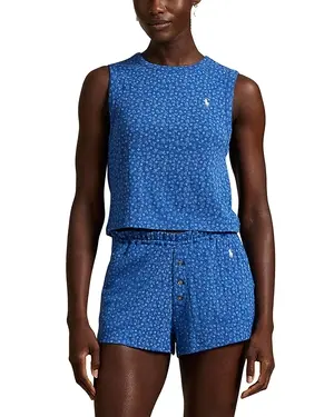 Polo Ralph Lauren Gathered Waist Boxer Pajama Set - Twilight Ditsy