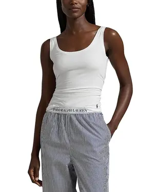 Polo Ralph Lauren Ribbed Cotton Blend Tank Top - White Cloud
