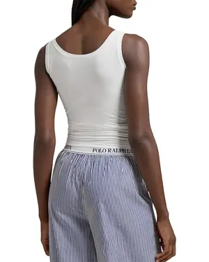 Polo Ralph Lauren Ribbed Cotton Blend Tank Top - White Cloud