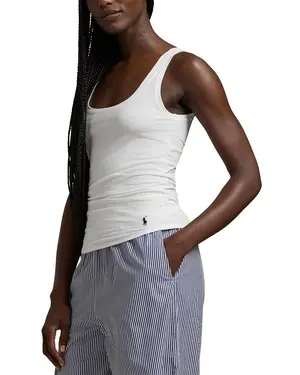 Polo Ralph Lauren Ribbed Cotton Blend Tank Top - White Cloud