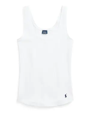 Polo Ralph Lauren Ribbed Cotton Blend Tank Top - White Cloud
