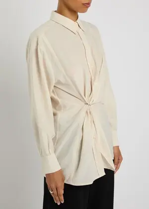 High Ring-embellished Woven Shirt