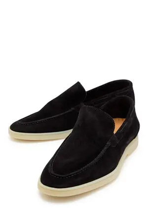 AURELIEN Yacht Suede Loafers - Black