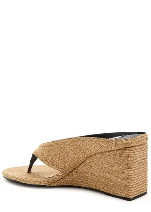 Alaïa Cube 75 Raffia Thong Wedge Mules