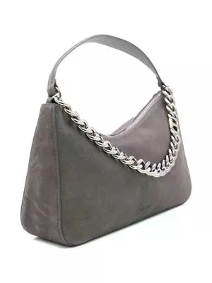 TWINSET Liliane Chain-embellished Suede Shoulder Bag - Grey