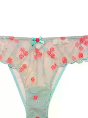 FLEUR DU MAL Rose And Vine Embroidered Cheeky Briefs