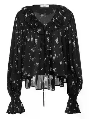 Chloé Floral Print Ruffled Blouse