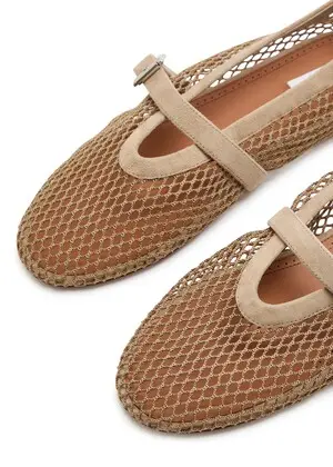 Alaïa Mesh Ballet Flats With Buckled Strap - Grey