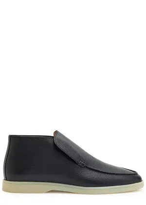AURELIEN City Grained Leather Loafers - Navy