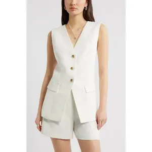 Open Edit Button Detailed Vests For Women