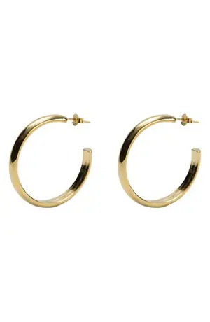 Argento Vivo 18k Plated Sterling Silver Flat Edge Hoop Earrings - Gold