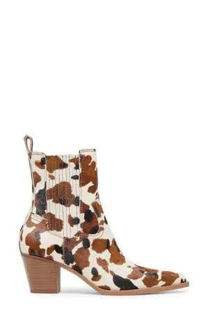 Dolce Vita Slim Pointed Toe Bootie - Cocoa Taurus Calf Hair
