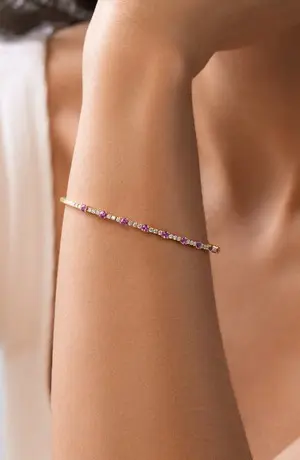 Bony Levy El Mar Diamond And Gemstone Bangle - 18k Yellow Gold Pink Sapphire