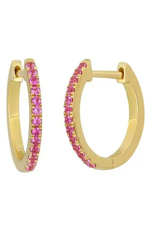 Bony Levy El Mar Huggie Hoop Earrings 18k Yellow Pink Sapphire