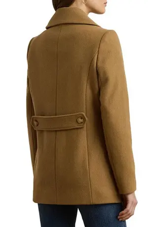 Ralph Lauren Wool Blend Twill Pea Coat - Camel