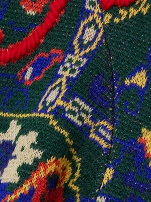 Sacai Draped Embroidered Jacquard-knit Wool Sweater